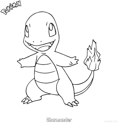 Happy Sitting Charmander Free Coloring Pages | QuickDuck