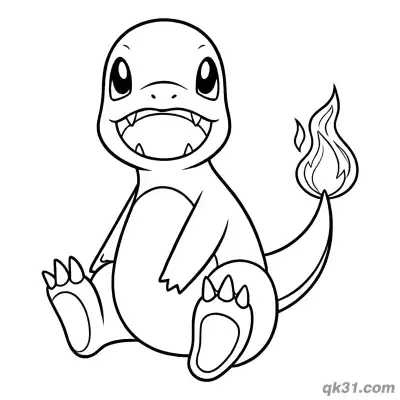 Happy Sitting Charmander Free Coloring Pages | QuickDuck